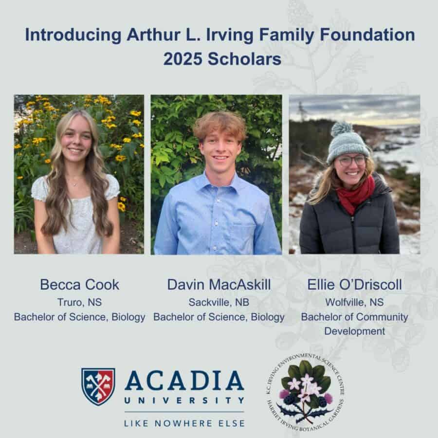 Acadia University and K.C. Irving Environmental Science Centre announce ...